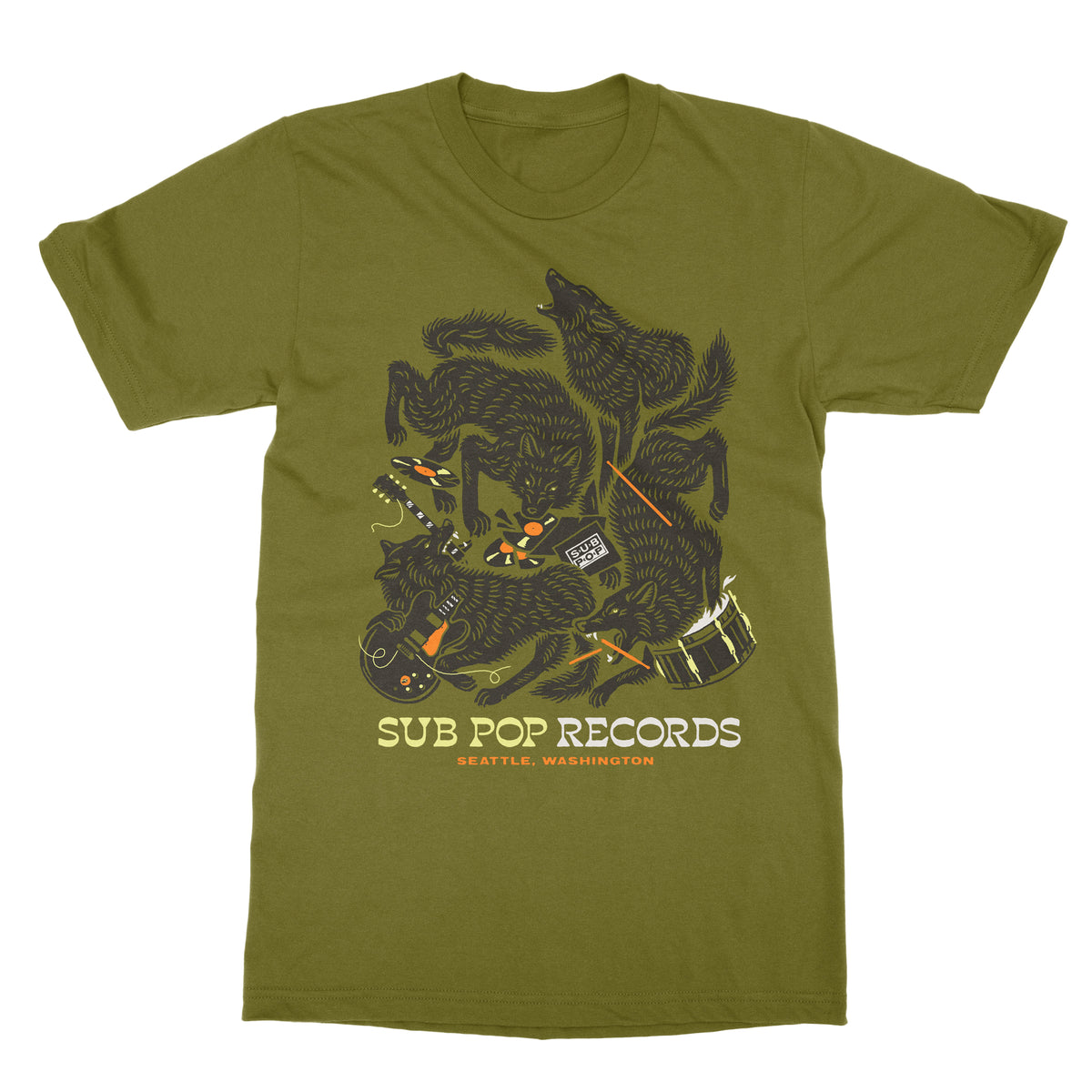 Sub Pop - Wolves Olive T-Shirt - Sub Pop Official Store – Sub Pop Mega Mart